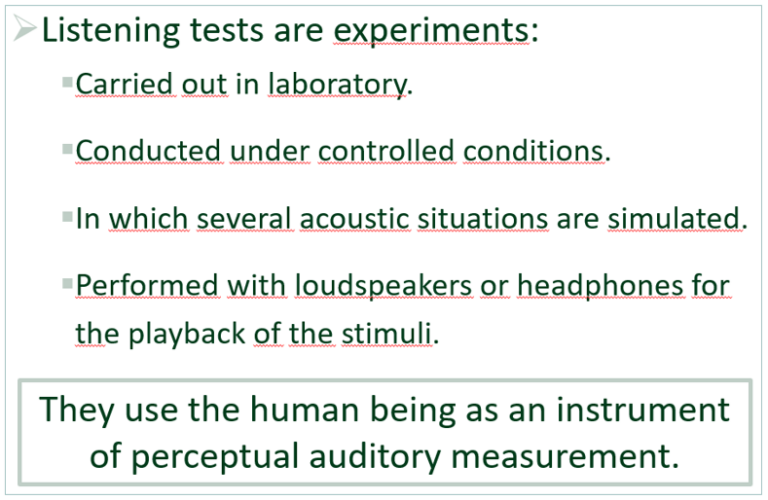 Listening tests - objective data and subjective human perception